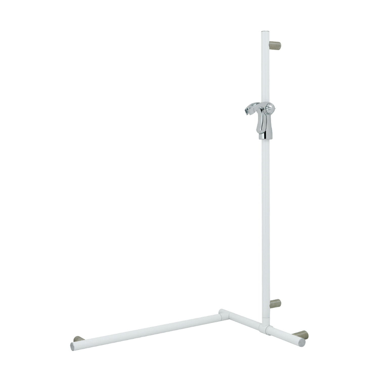 Flangeless safety corner grab bar with adjustable vertical slider rail ...